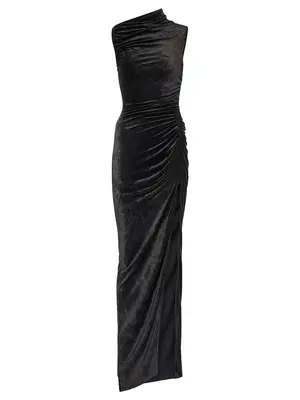 Rick Owens Svita Ruched Velvet Jersey Gown - Black