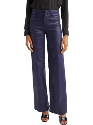 L'Agence Clayton High-waist Wide-leg Pants - Deep Midnight Coated