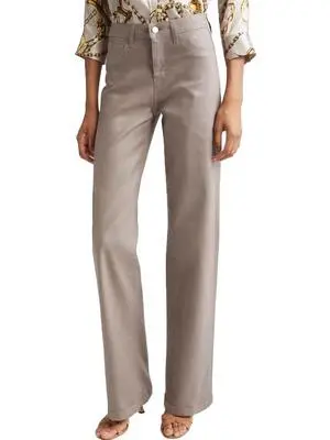 L'Agence Clayton High-waist Wide-leg Pants - Driftwood Coated