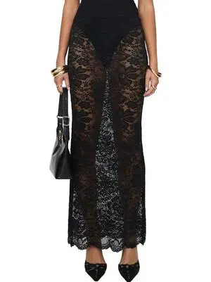 Princess Polly Lombardio Lace Maxi Skirt - Black