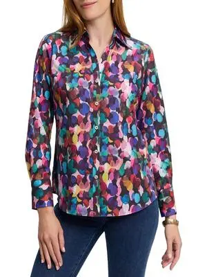 FOXCROFT Foxcroft Mary City Lights Cotton Button-Up Shirt