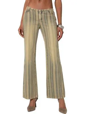 EDIKTED Eternity Pinstripe Flare Jeans - Mix