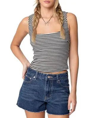 EDIKTED Dillan Stripe Tank - Black-and-white