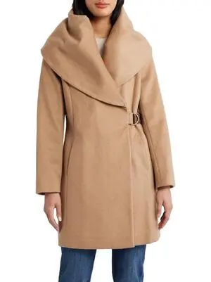 Via Spiga Hooded Wool-blend Belted Coat - Camel