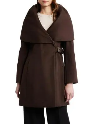 Via Spiga Hooded Wool-blend Belted Coat - Chocolate