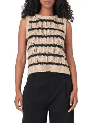 Endless Rose Sequin Stripe Sweater Vest - Taupe/black