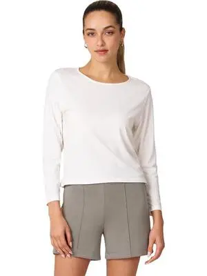 REBODY Essentials Mid-length Long Sleeve Top - White