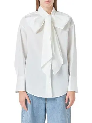 GREY LAB Bow Detail Shirt - White