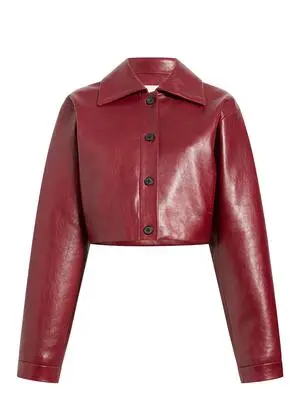 Khaite Sue Jacket In Toffee Suede Oxblood