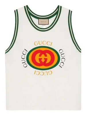 Gucci Vintage Logo Print Tank Top - White