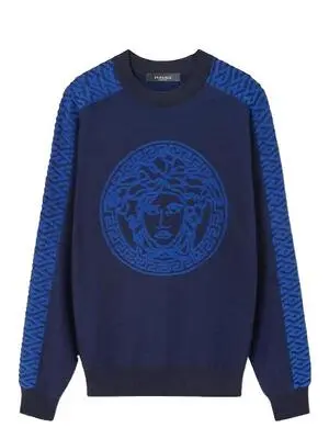 Versace Logo Printed Sweater - Blue