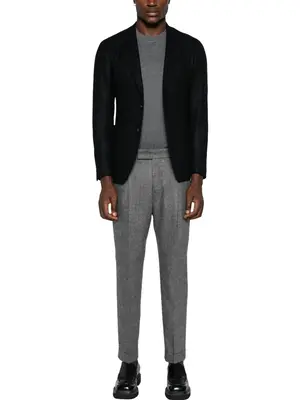 PT TORINO Virgin Wool-cashmere Blend Herringbone Trousers - Grey