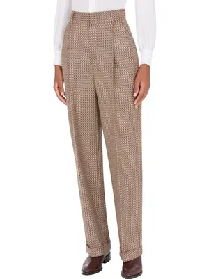 Moschino Geometric-print Virgin Wool Trousers - Neutrals