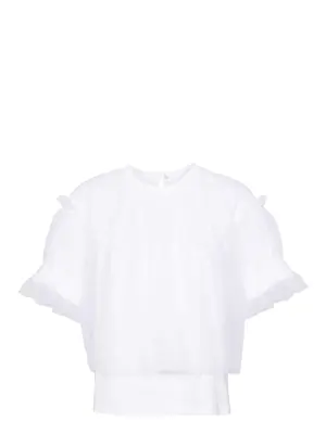 Noir Kei Ninomiya Tulle-sleeved T-shirt - White