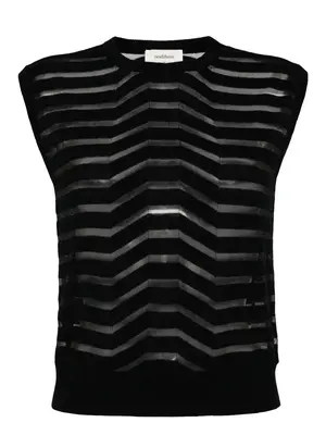 ONEFIFTEEN Striped Knitted Vest - Black