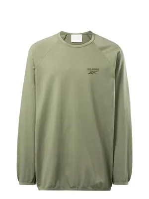 REEBOK Logo-embroidered Raglan Long Sleeves T-shirt - Green
