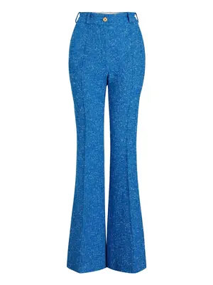 Patou Flared Tweed Trousers - Blue