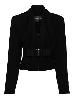 Costarellos Crepe Wool Cropped Jacket - Black