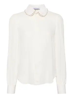 DICE KAYEK Dice Kayek Pearl Beaded Collar Silk Shirt