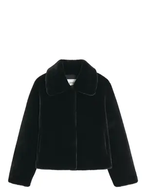 Apparis Apparis Wide-Collar Faux Fur Jacket Black