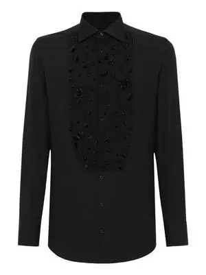 Dolce & Gabbana Rhinestone-embroidery Tuxedo Shirt - Black