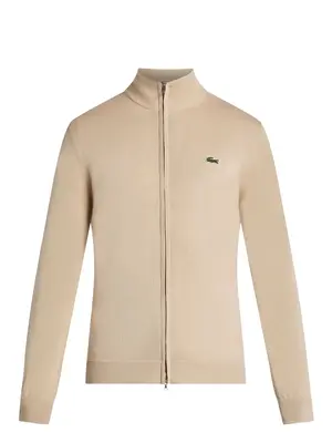 Lacoste Logo-patch Zip-up Cardigan - Neutrals