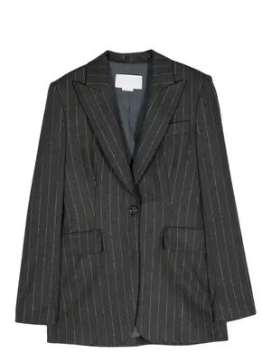GENNY Pinstriped Virgin Wool-blend Blazer - Grey