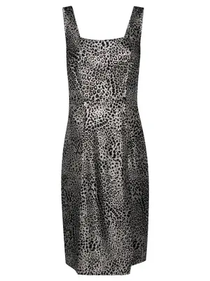 GENNY Animalier-jacquard Midi Dress - Silver