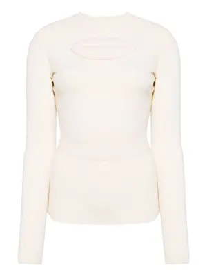 A.W.A.K.E. Mode Lip-appliqué Knitted Top - Neutrals