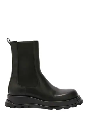 JIL SANDER Leather Ankle Boots - Black