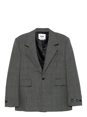 MSGM Checked Virgin Wool Blazer - Grey