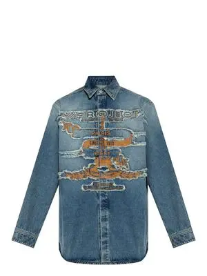 Y/project Distressed Denim Shirt - Blue
