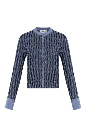 LANVIN Metallic Knitted Cardigan - Blue