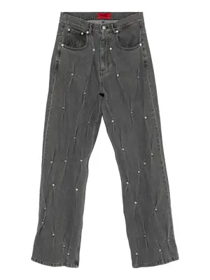 KUSIKOHC Multi Rivet Straight Leg Jeans - Grey