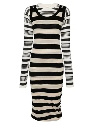 Marni Stripes Cotton Midi Dress - White