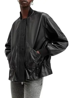 ALLSAINTS Sofi Leather Bomber Jacket - Black