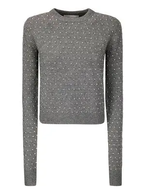 Sportmax Crystal-Embellished Sweater Grey