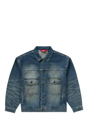 Supreme Distressed Selvedge Trucker Jacket - Washed Indigo