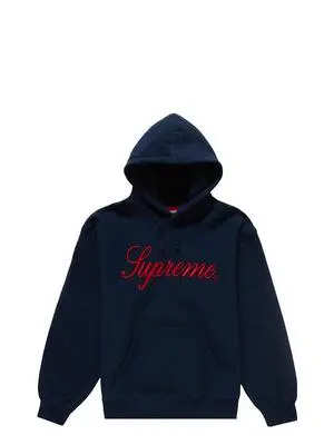 Supreme Embroidered Script Hooded Sweatshirt - Navy Blue