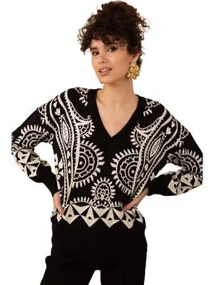 Hale Bob Hale Bob Gwendolyn Jacquard Sweater Black