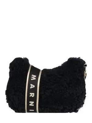 Marni Cross-body Bag With Shearling And Leather Trims - Black
