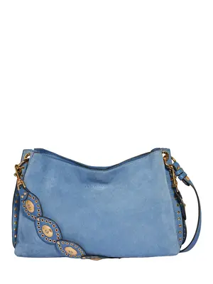 AIMEE Aimee Kestenberg Roma Shoulder Bag Elemental Blue Suede
