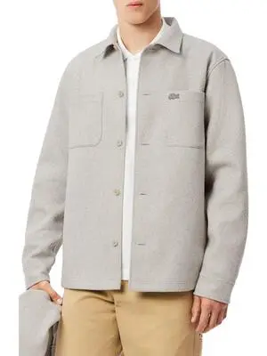 Lacoste Oversize Fleece Button-up Overshirt - Silver Chine
