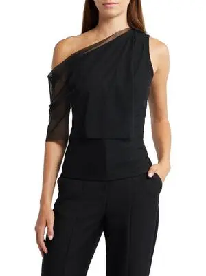 MARCELLA Zinnia One-shoulder Top - Black