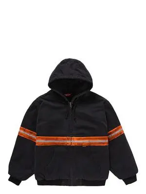 Supreme Reflective Stripe Hooded Work Jacket - Black