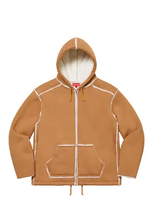 Supreme Faux Shearling Hooded Jacket - Tan
