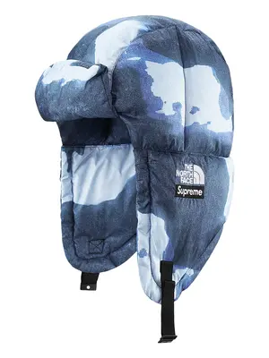 Supreme X The North Face Bleached Denim Print Nuptse Trooper - Blue