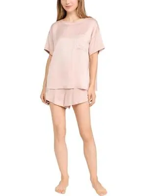 Lunya Washable Silk Tee Short Set - Delicate Pink