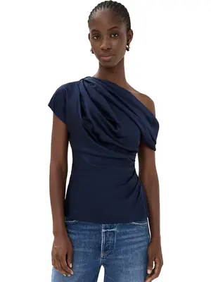 Simkhai SIMKHAI Phoebe Draped Top Midnight