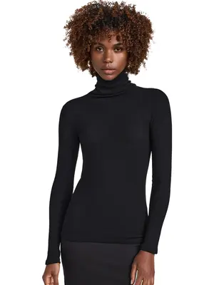Enza Costa Sweater Knit Turtleneck - Black